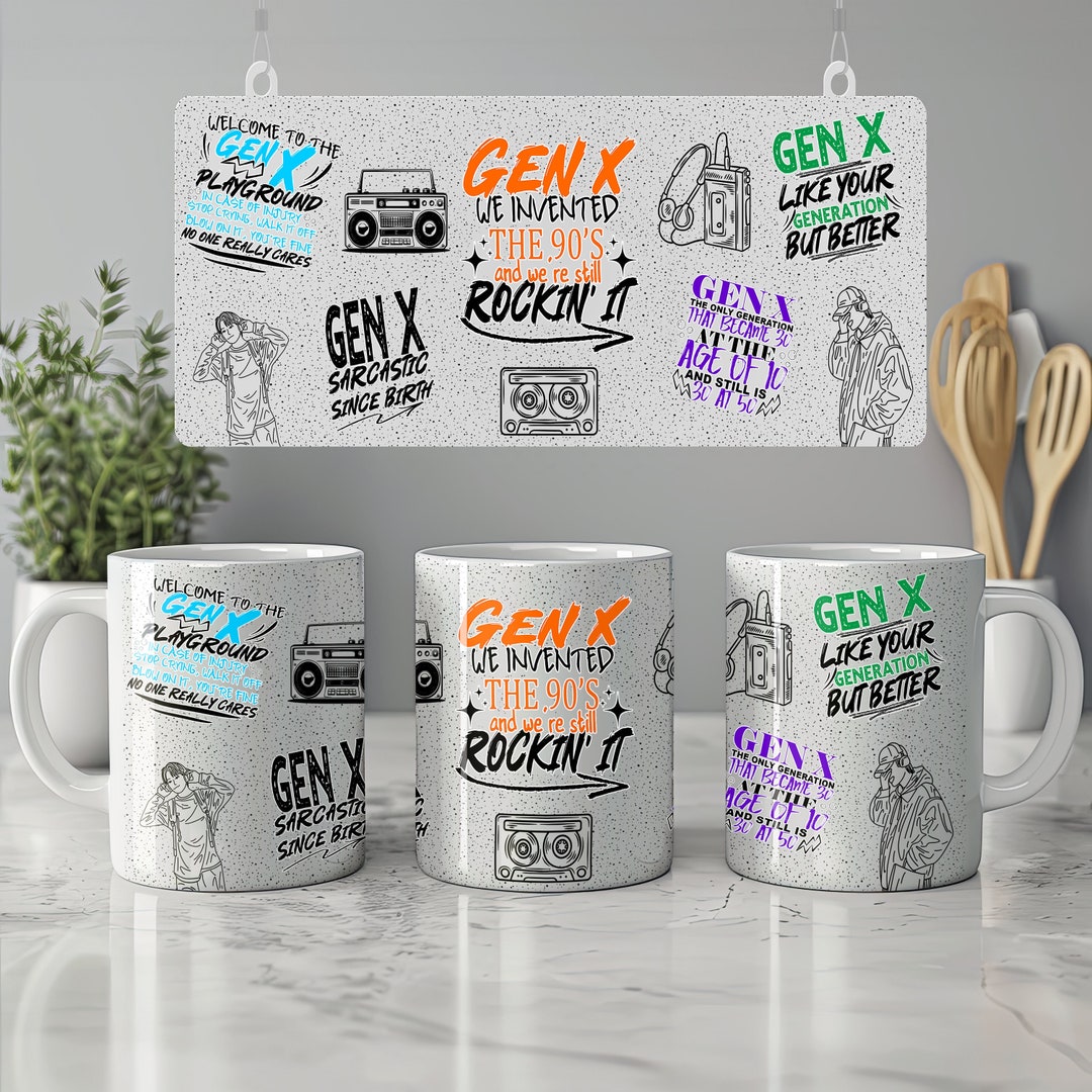Funny Gen X Mug Wrap: 90s Nostalgia Design (digital Download) - Etsy