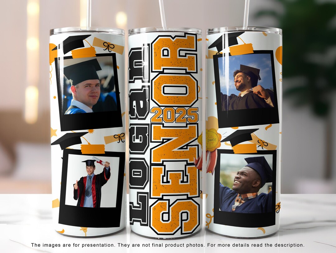 Graduation Football 20 Oz Skinny Tumblers Wrap, Add Your Own Photo ...