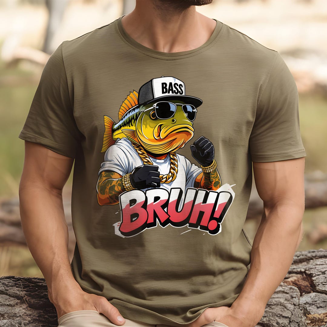 Funny Bass Fishing "bruh" PNG: Humorous Angler Design (digital Download ...