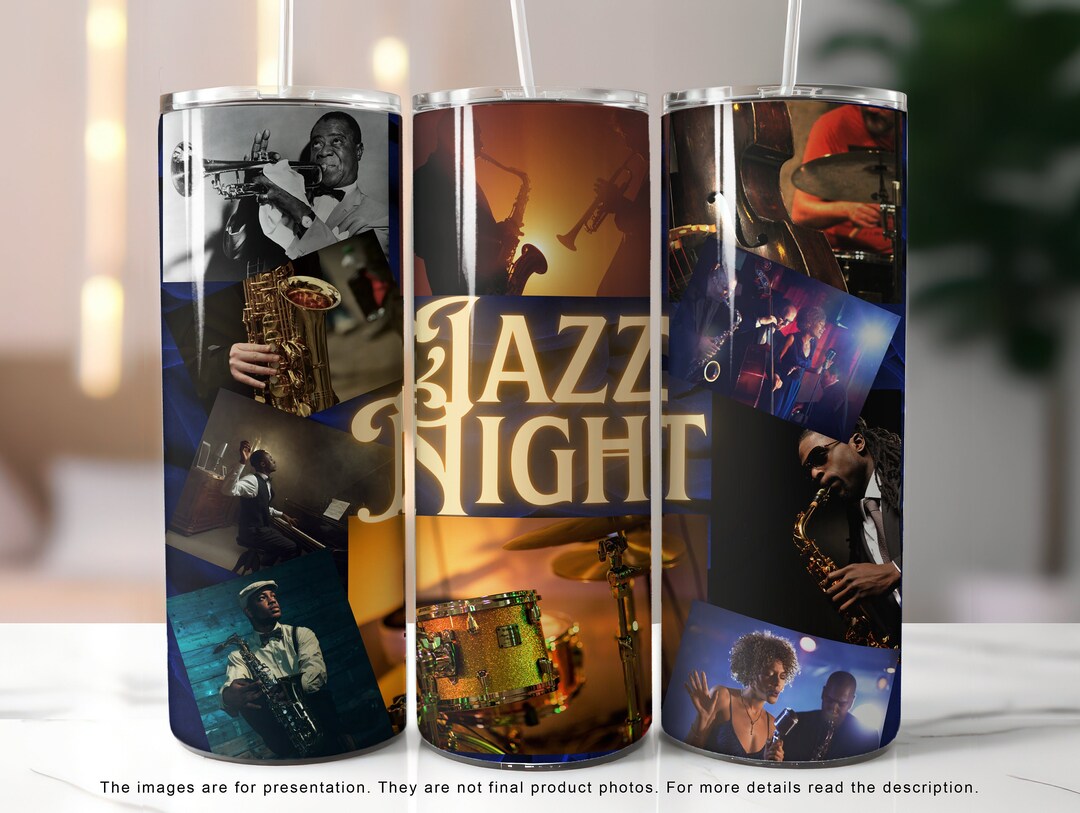 Jazz Night Tumbler Wrap: Seamless PNG Sublimation Design (digital ...