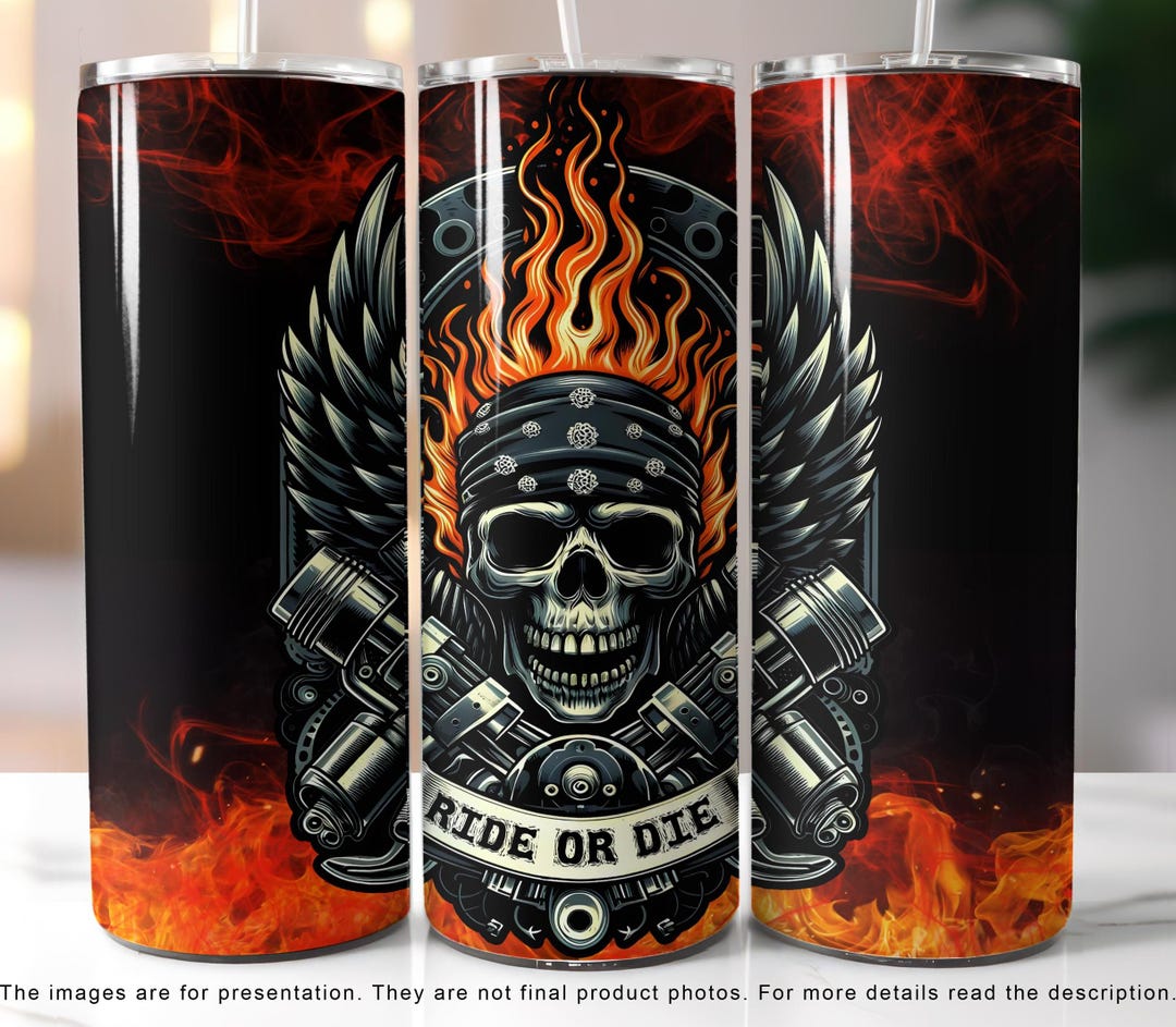 Motorcycle 20 Oz Skinny Tumbler Wrap, Seamless Motorcycle Wrap ...