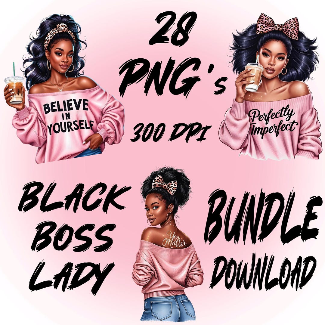28 Black Boss Lady Bundle PNG, Black Woman Clipart, Black Girl Boss ...