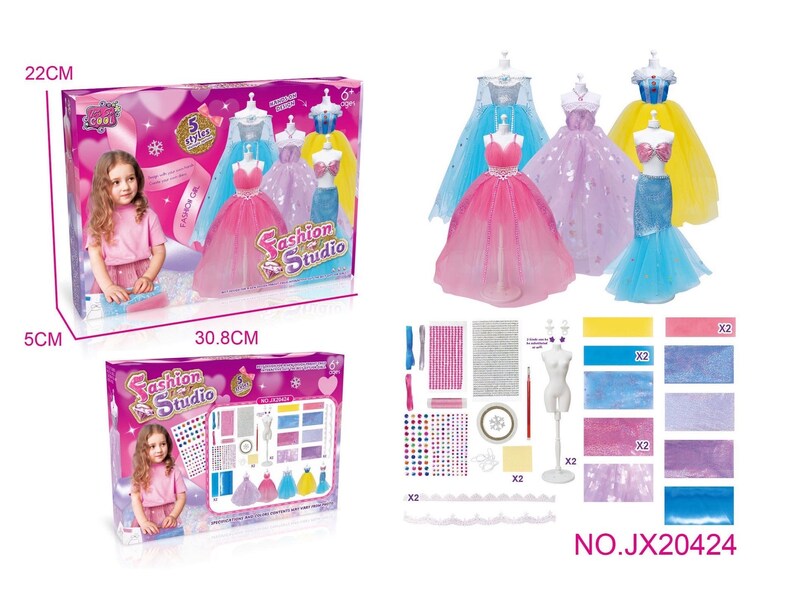 Barbie Doll Princess Dress Making Kit, Fashion Design Kit With 2 Doll ...