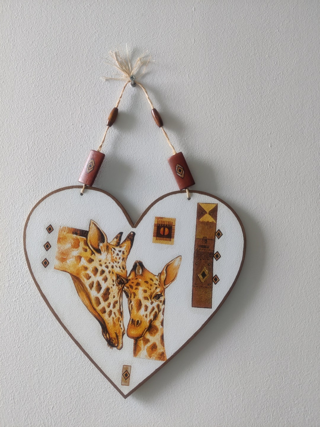 The Heart With Giraffes, African Motifs 25 Cm 25 Cm, That Makes the ...