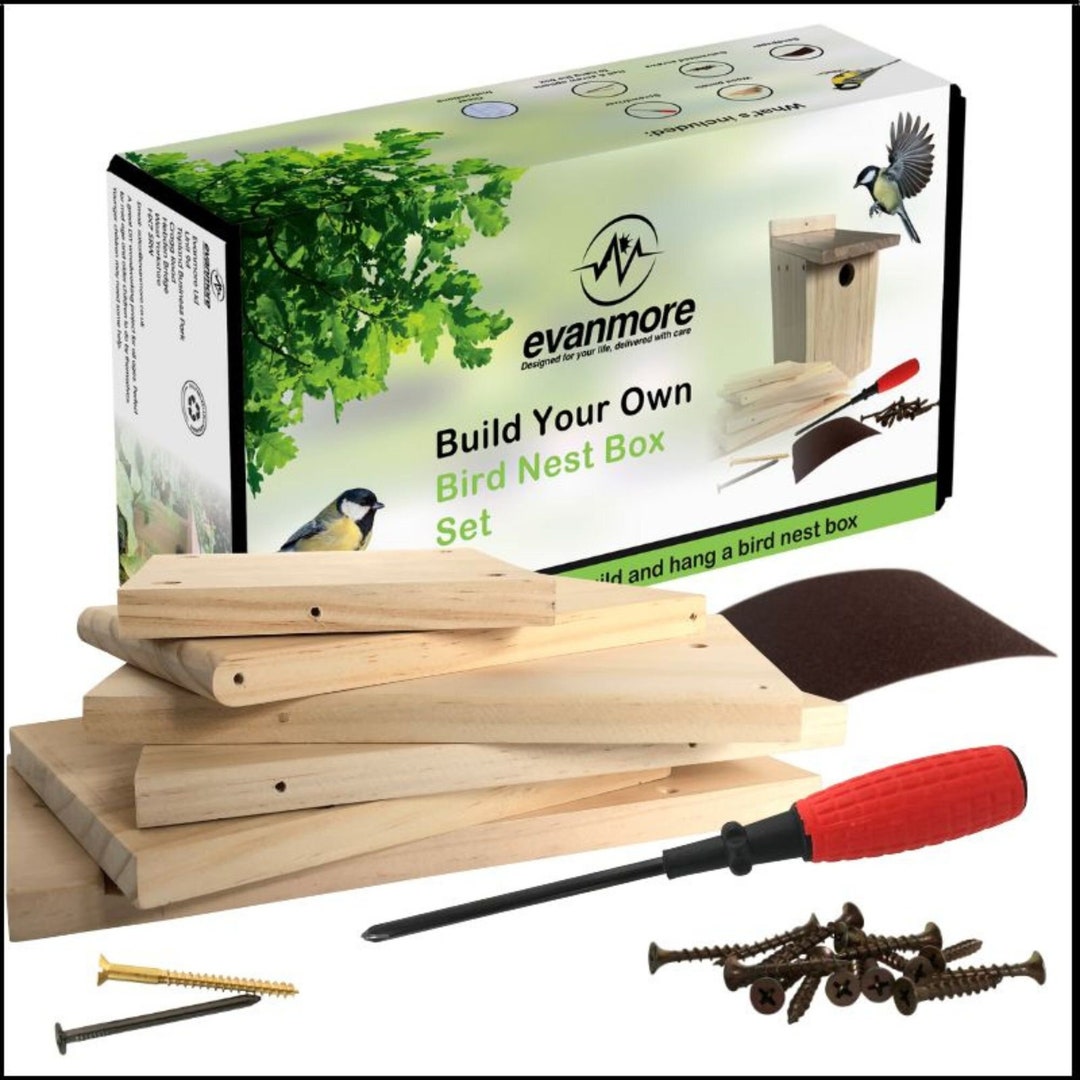 Build Your Own Bird Box Set DIY Kit Birds House Gift Wood for Children ...