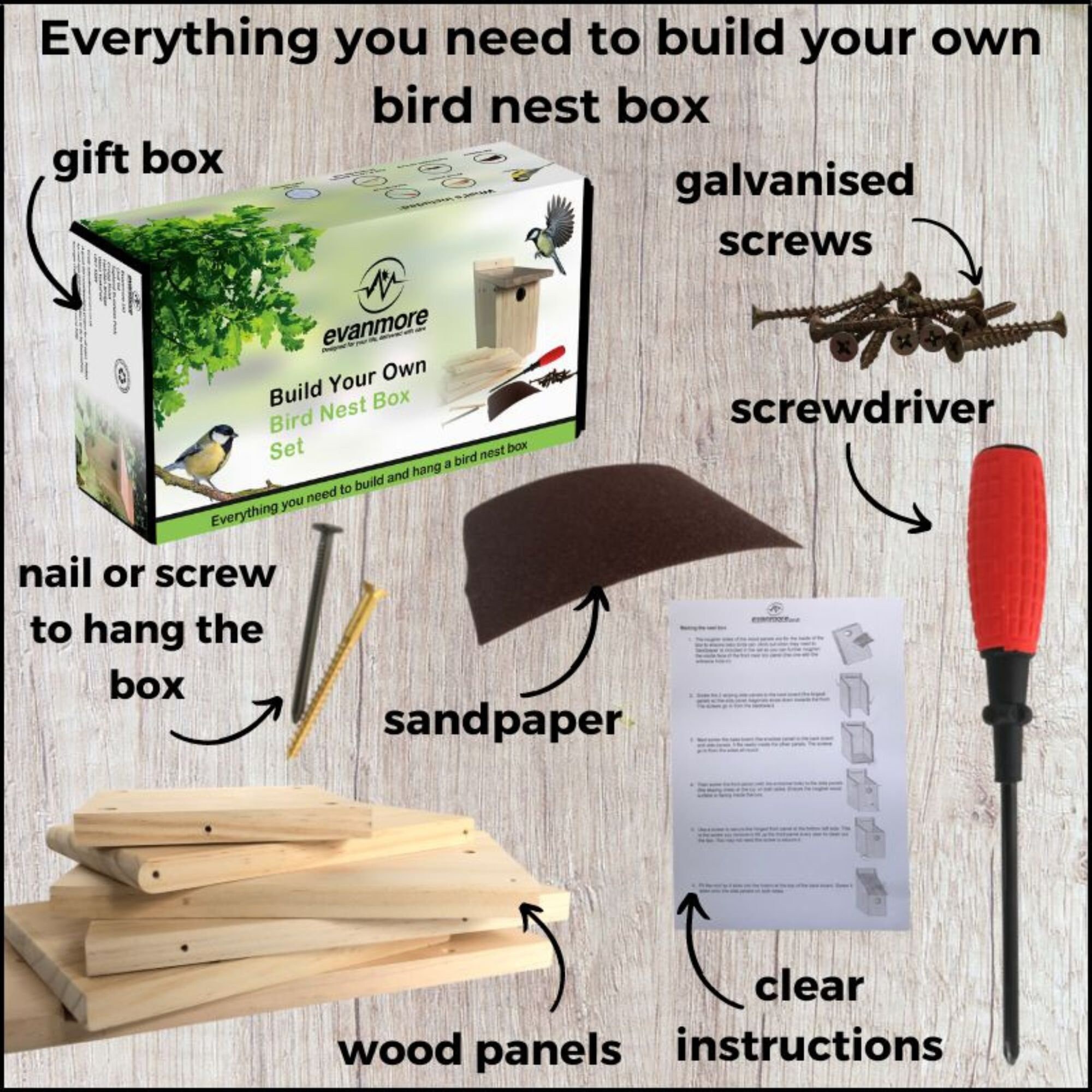 Build Your Own Bird Box Set DIY Kit Birds House Gift Wood for Children ...