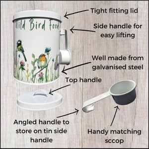 Wild Bird Food Storage Tin Garden Birds Seed Feed Metal Container 4L ...