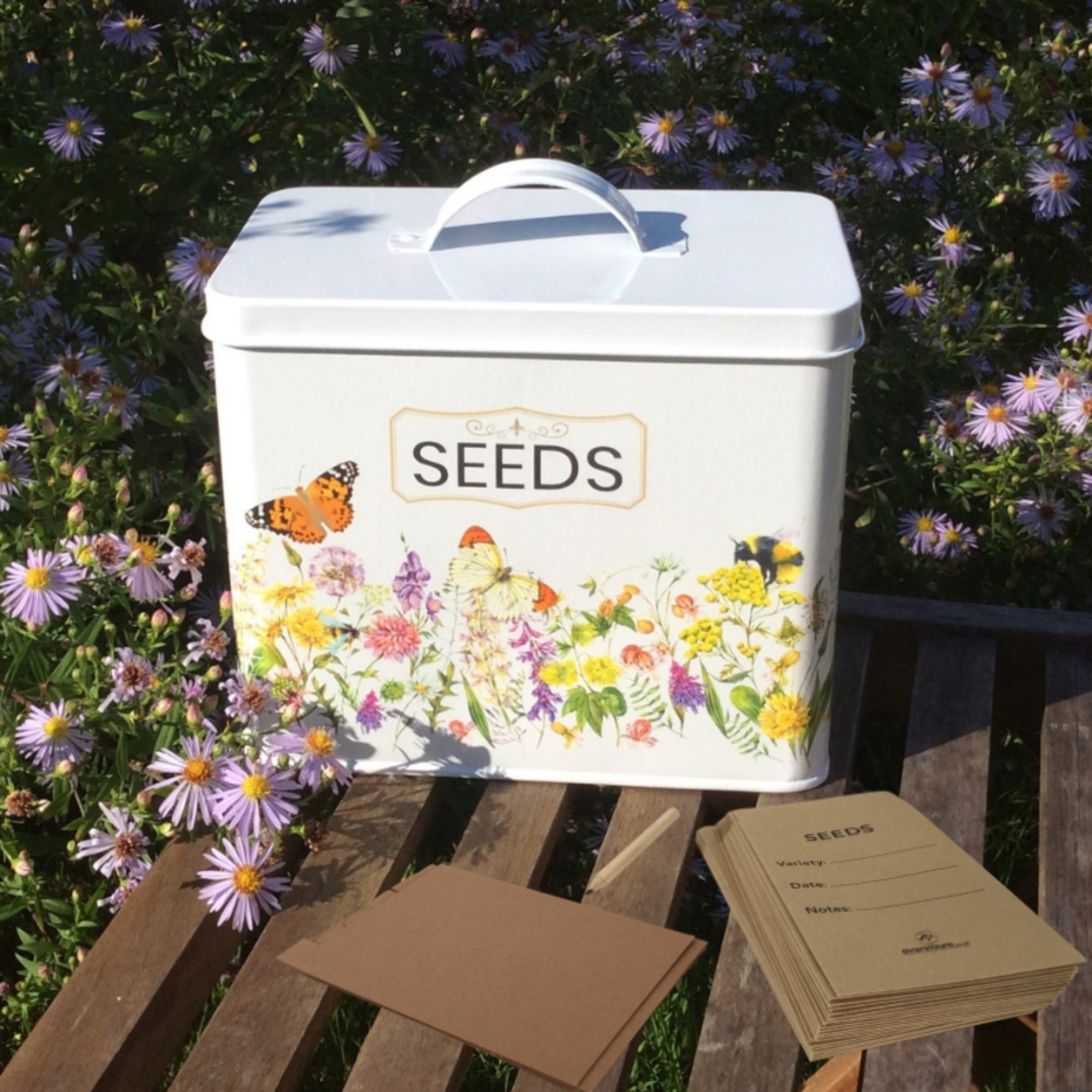 Seed Storage Tin Garden Seeds Packet Organiser Metal Box Container Gift ...