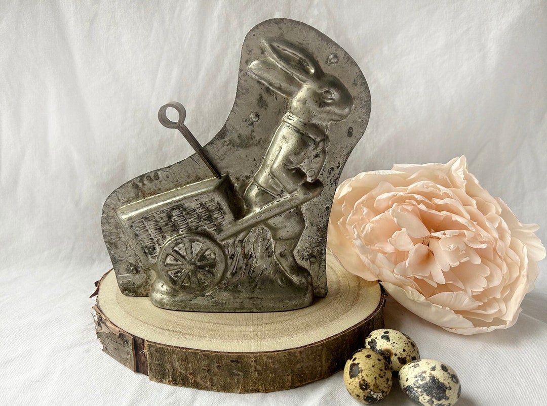 Old Chocolate Mould rabbit Pulling Cart Rare - Etsy