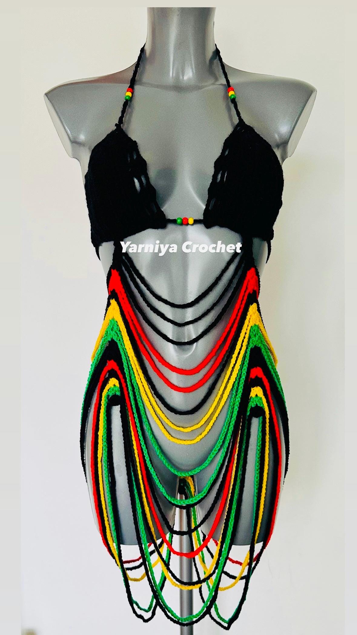 Reggae Crochet Dress – Festival Outfit, Handmade Beach Cover Up ...
