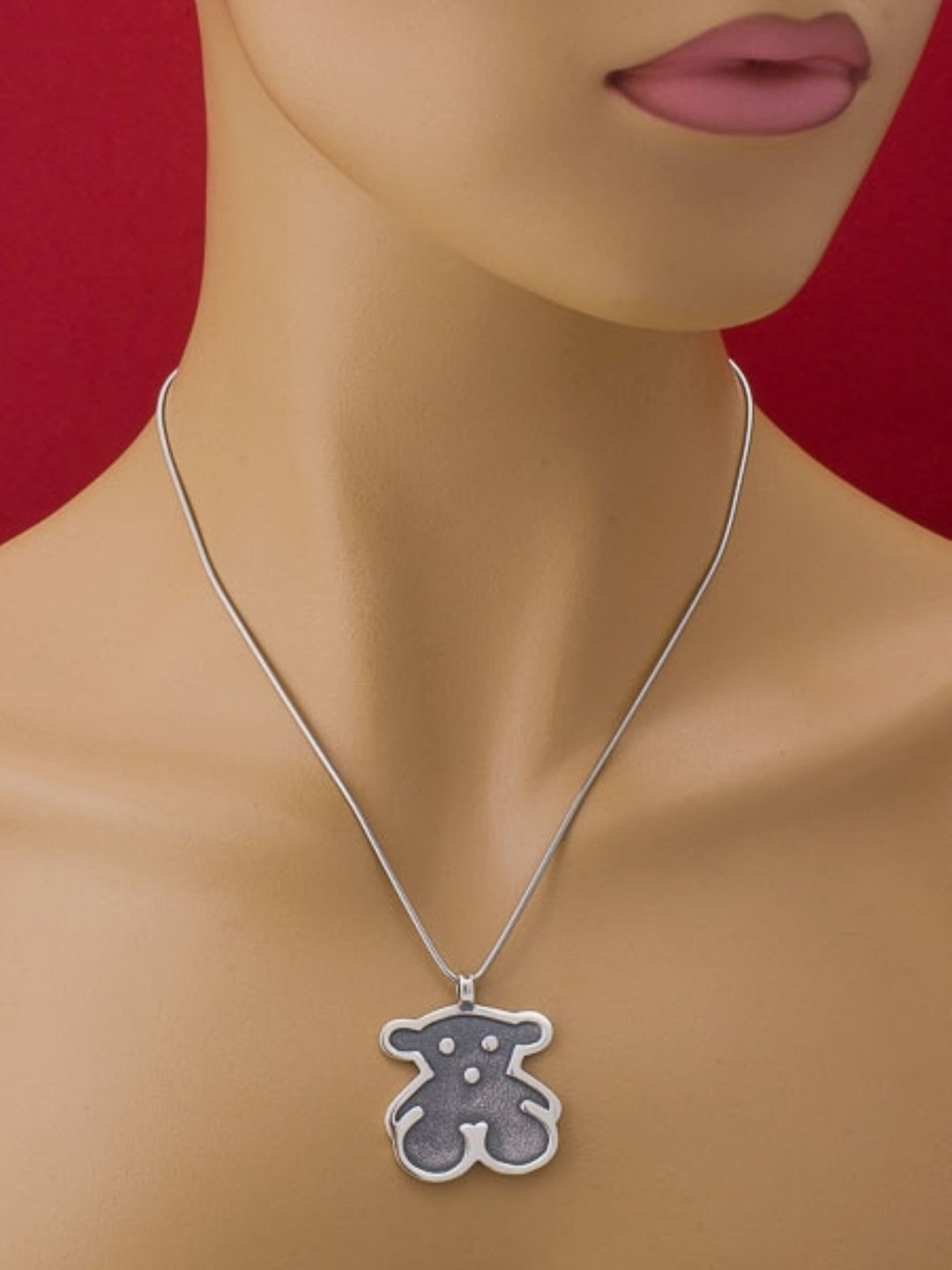 Teddy Bear Silver Pendant, Teddy Bear Necklace, Sterling 925 Silver ...