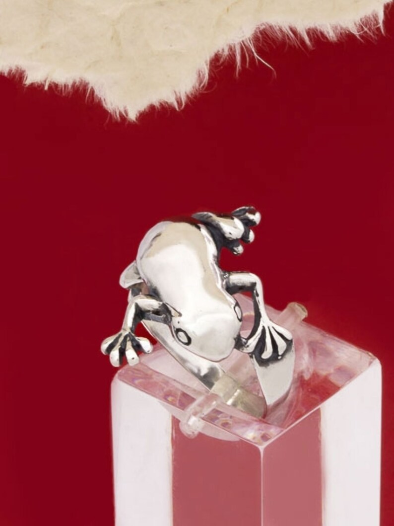 Frog Silver Ring, Coiling Frog Ring, Sterling Silver 925 Frog Ring ...