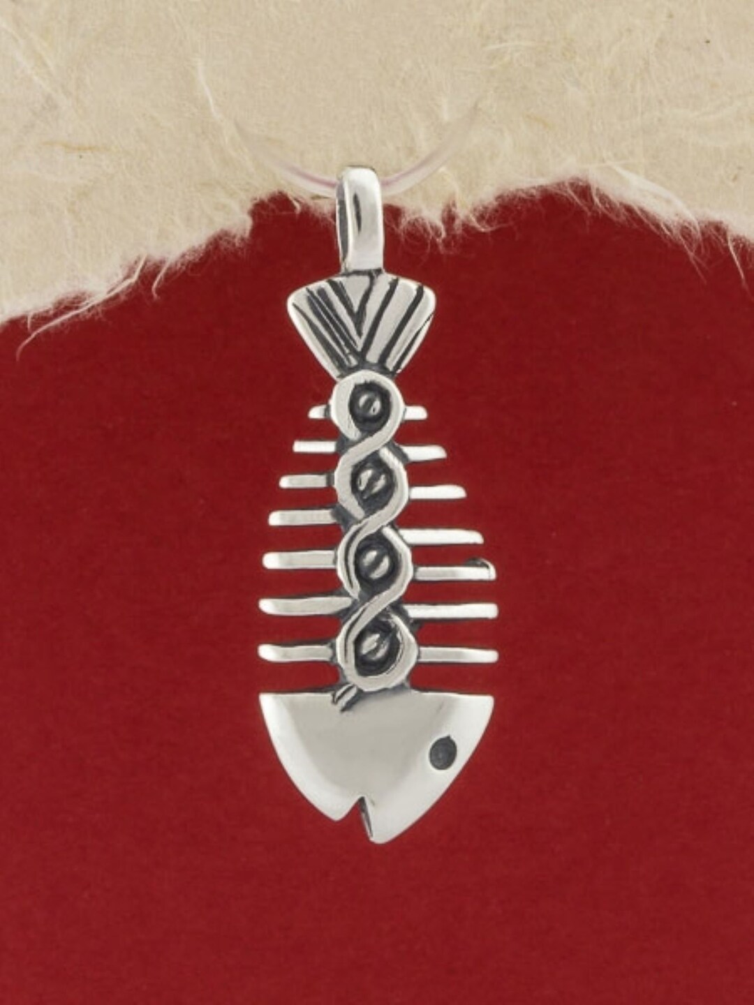 Fish Skeleton Silver Pendant, Fish Bone Necklace, Sterling 925 Skull ...