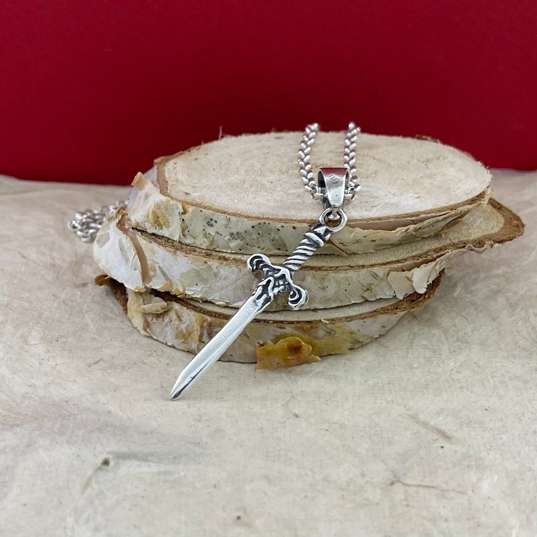 Sword Silver Pendant, Dagger Necklace, Sterling 925 Silver Dagger ...