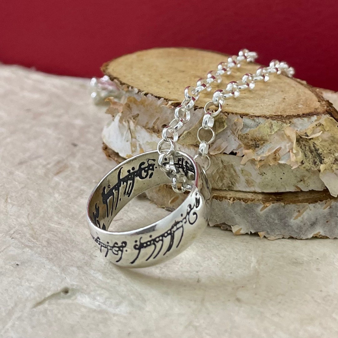 Silver Elvish Ring, Sterling 925 Silver Elvish Rune Ring, Lord of the ...