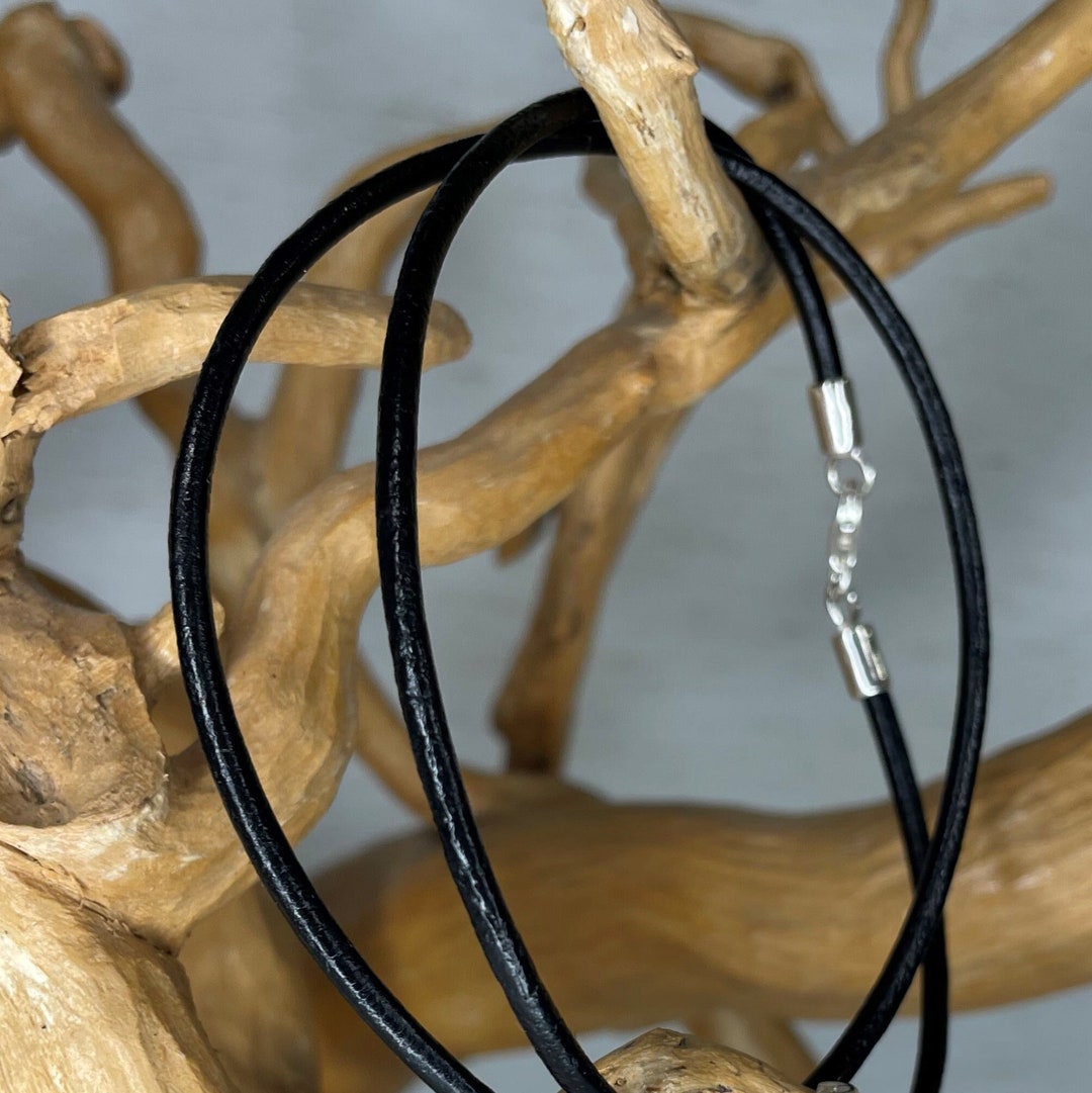 Genuine Leather Chain for Pendant, Black Leather Necklace Cord, Leather ...