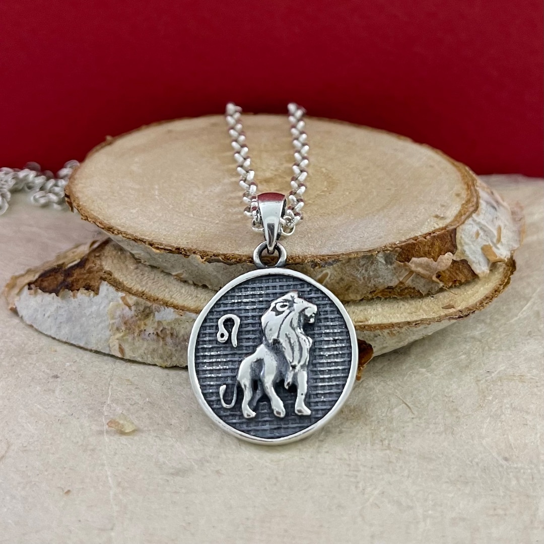Leo Silver Pendant, Leo Necklace, Sterling 925 Silver Charm Zodiac Sign ...