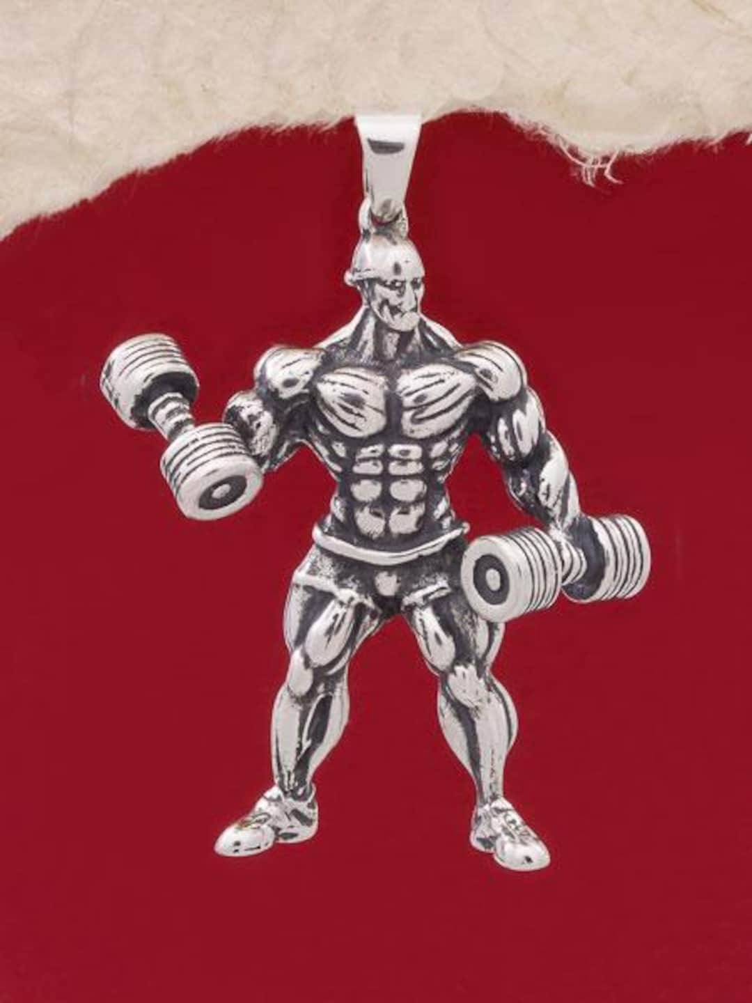 Massive Bodybuilder Pendant, Gym Pendant, Sterling 925 Silver ...