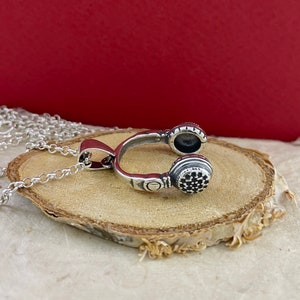 Headphone Silver Pendant, Headphone Charm, Sterling 925 Silver DJ ...