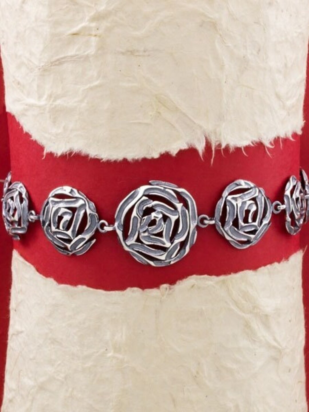 Abstract Roses Silver Bracelet, Solid 925 Silver Bracelet, Handcrafted ...
