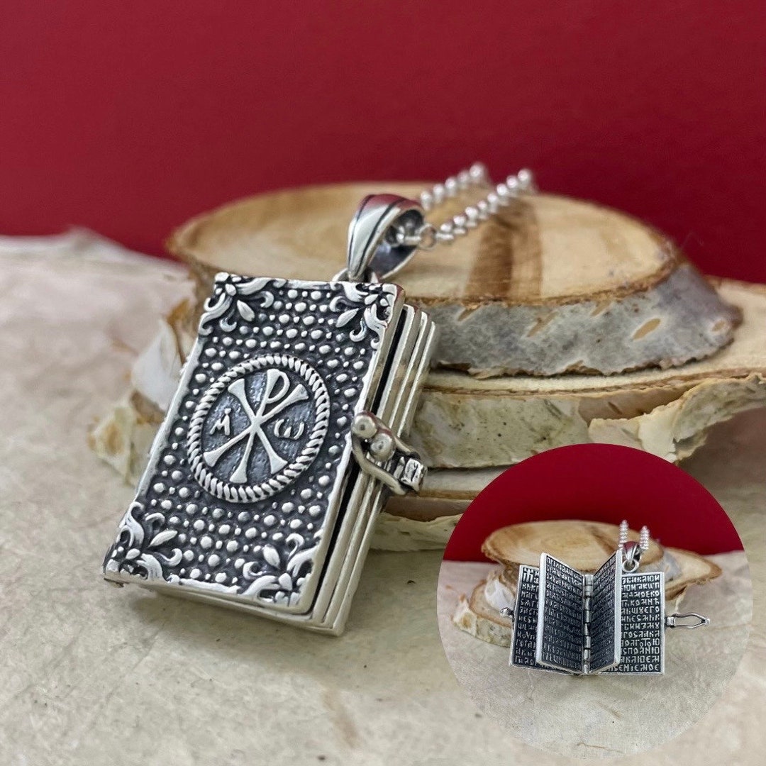 Holy Bible Silver Pendant, Bible Necklace, Sterling 925 Silver Bible ...