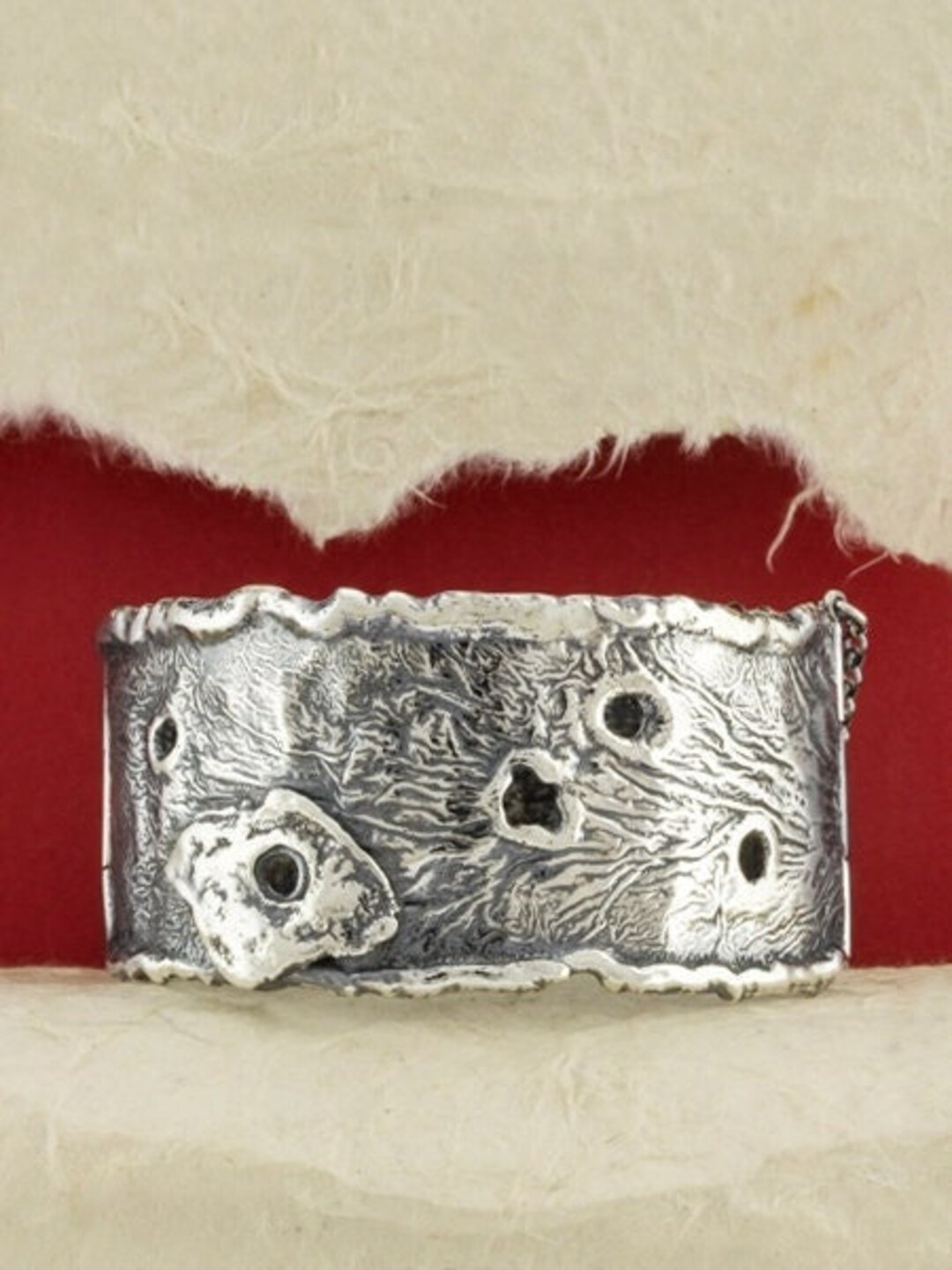 Hammered Holes Silver Bracelet, Solid 925 Silver Bracelet, Sterling 925 ...