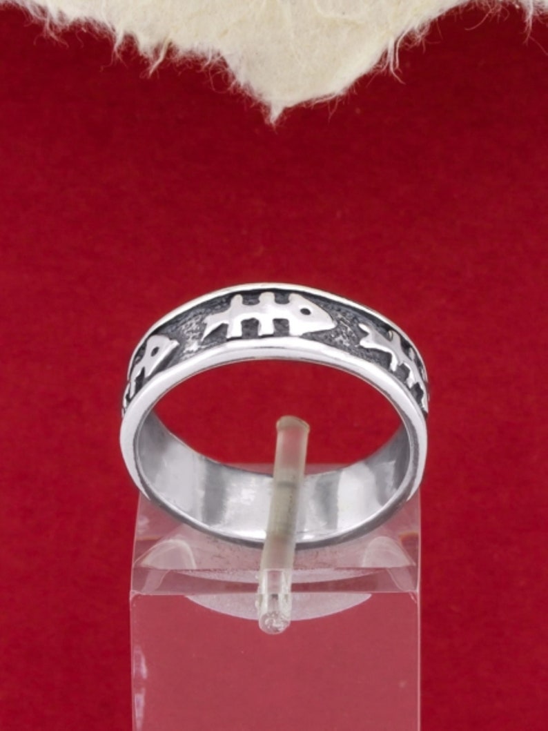 Fish Skeleton Silver Ring Band, Sterling 925 Silver Fish Skeleton Ring ...