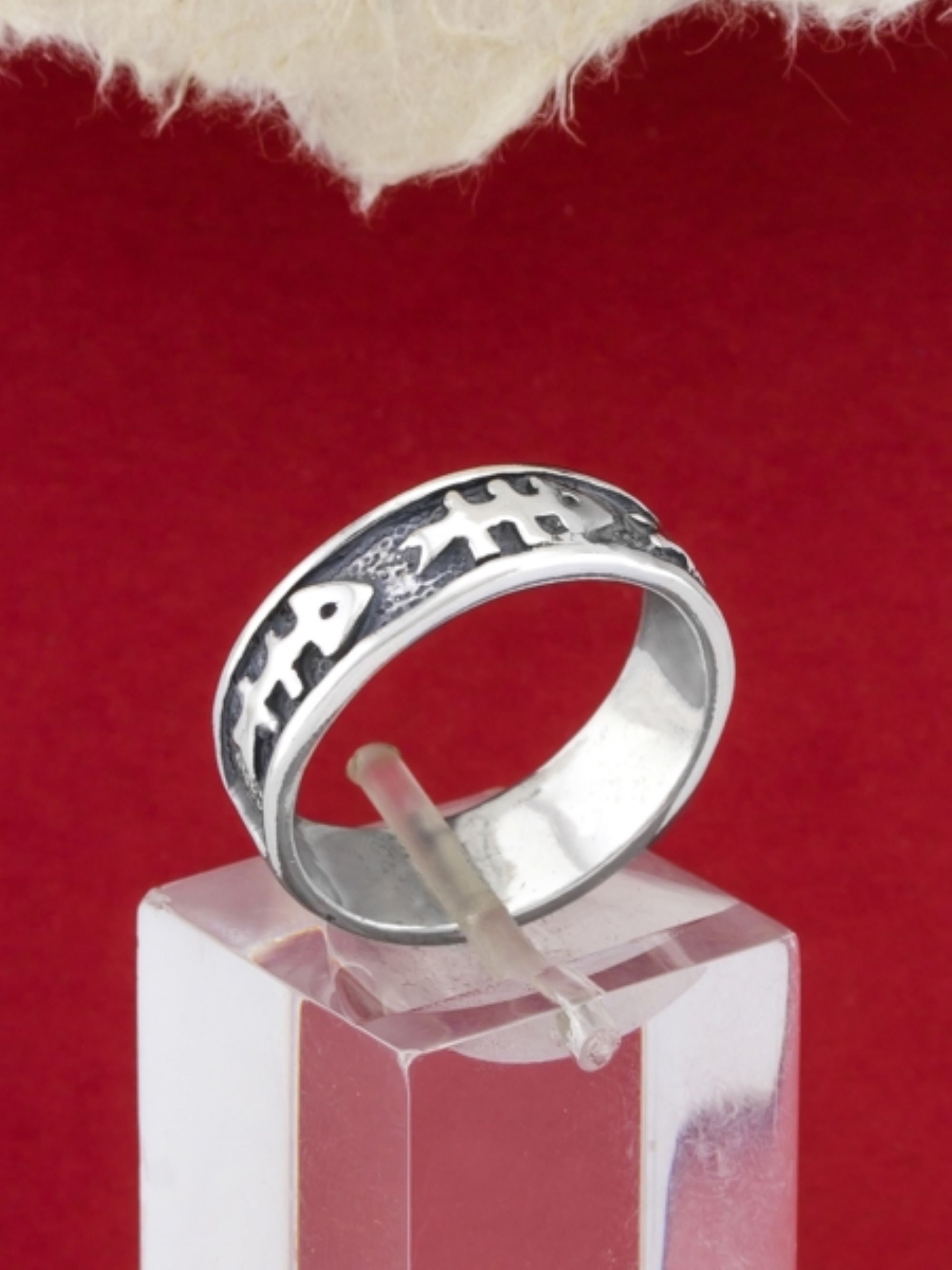 Fish Skeleton Silver Ring Band, Sterling 925 Silver Fish Skeleton Ring ...