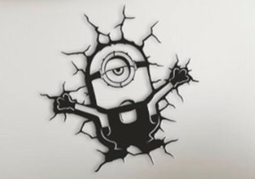 Minions Stuart Vector 3D Silhouette Decoration Wall Lightburn File ...