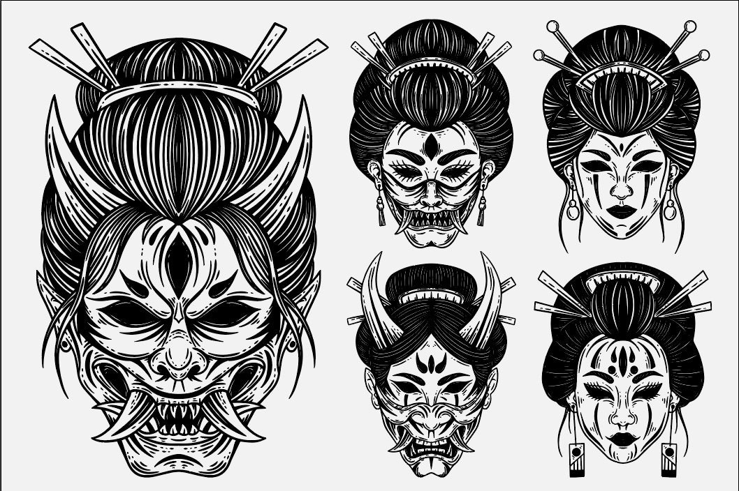 29 Samurai & Face Files Vector 3D Download Files DXF SVG Ai - Etsy