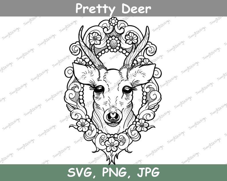 Pretty Deer Line Drawing Digital Downloads Deer Svg Deer - Etsy