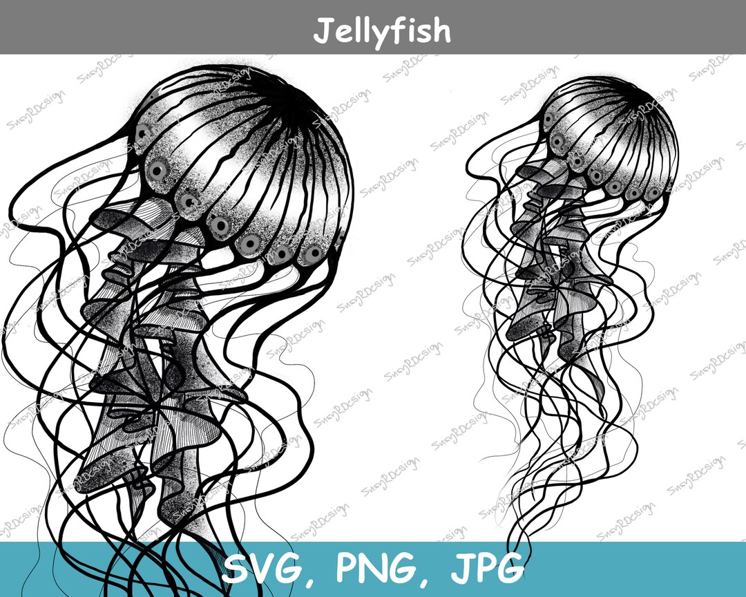 Jellyfish, Animal Clip Art, Digital Downloads, Screenprinting ...
