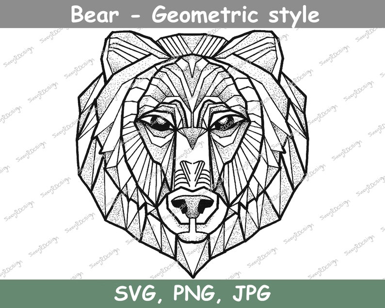 Bear Geometric Style Line Drawing, Animal Art, Bear Svg , Bear Art ...