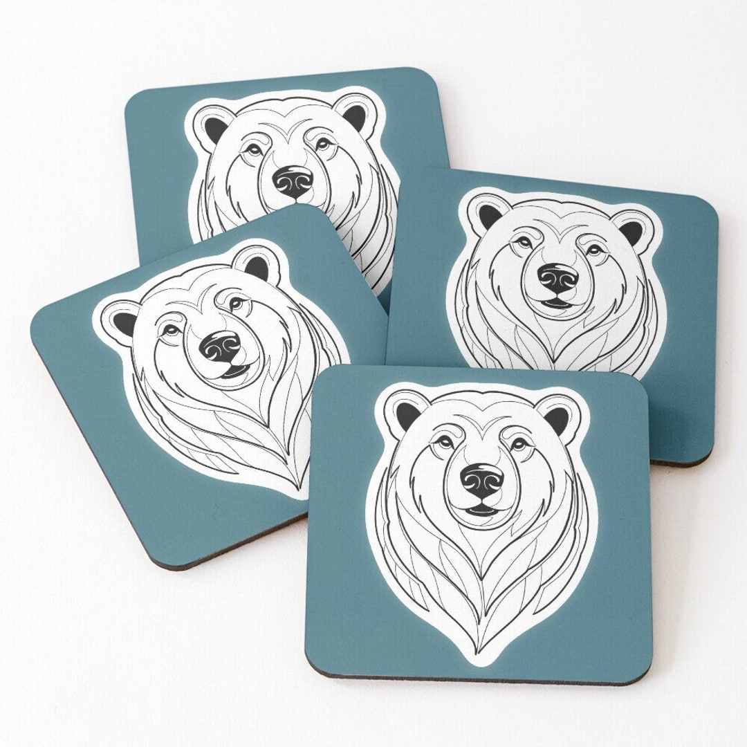 Polar Bear Fine Line Sticker Design Digital Stickers Bear Stickers ...