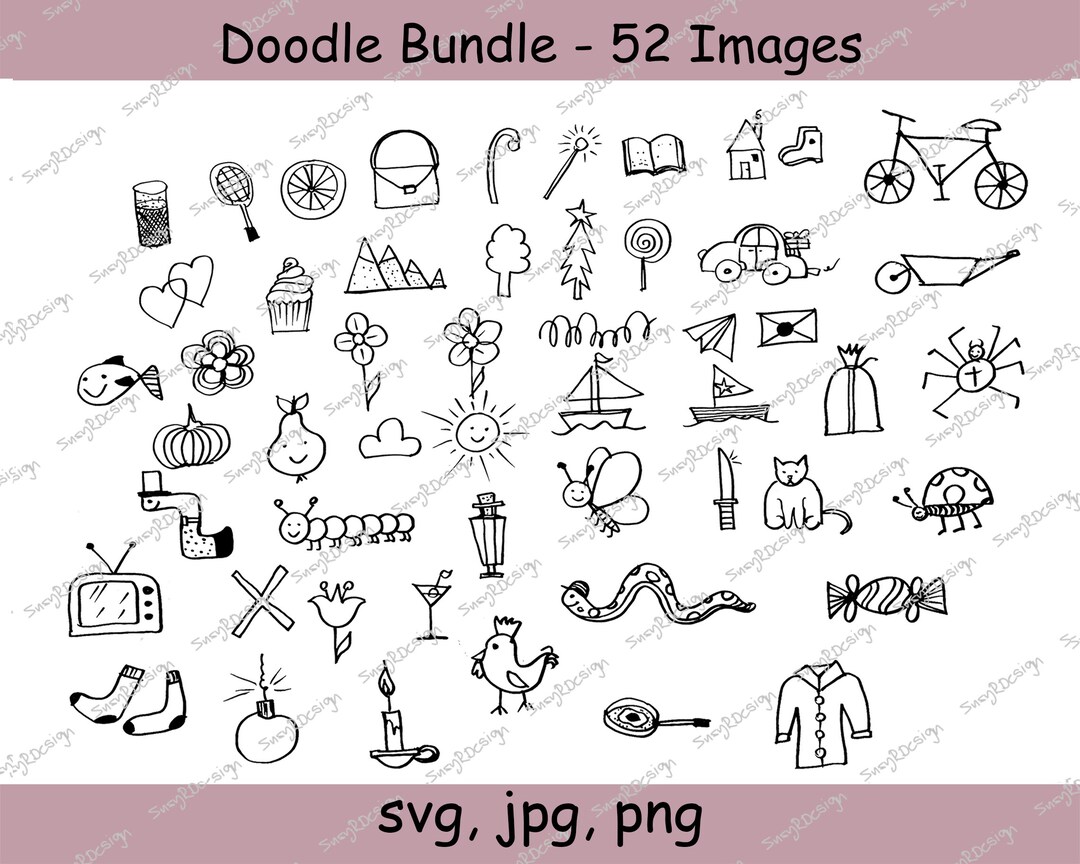 Doodle Bundle of 52 Images, Everyday Life, Christmas, Fashion, Animals ...