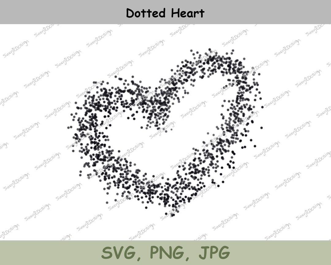 Dotted Heart, Heart Svg, Heart Shape, Cricut Svg, Fine Line Design ...