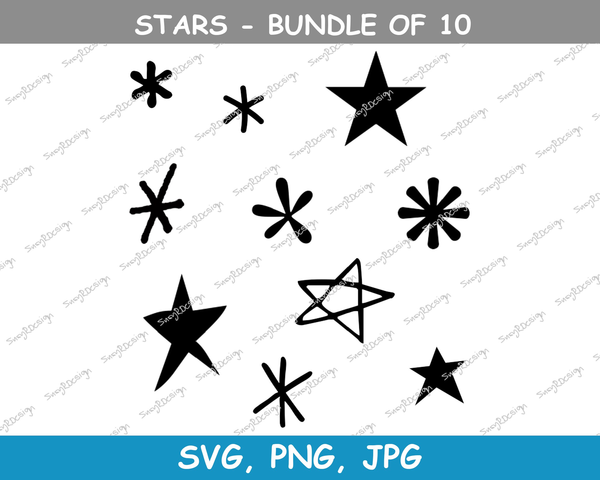 Stars Bundle of 10, Stars Svg, Black Stars, Stars Bundle Svg, Cricut ...