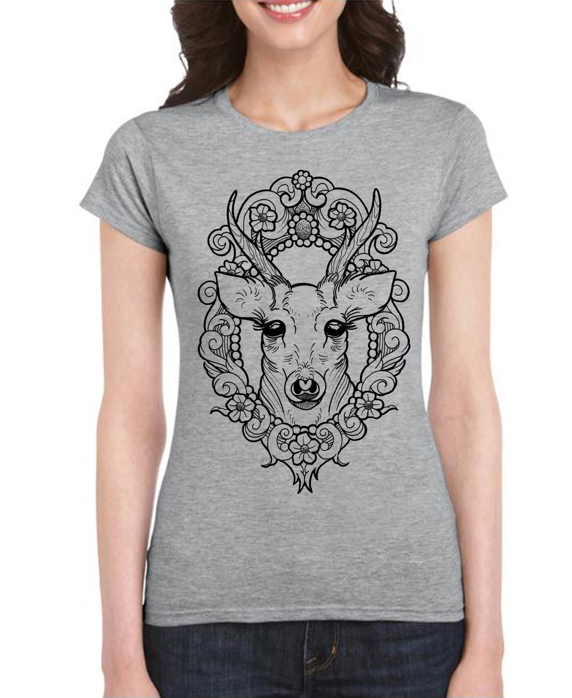 Pretty Deer Line Drawing, Digital Downloads, Deer Svg, Deer Print, Deer ...