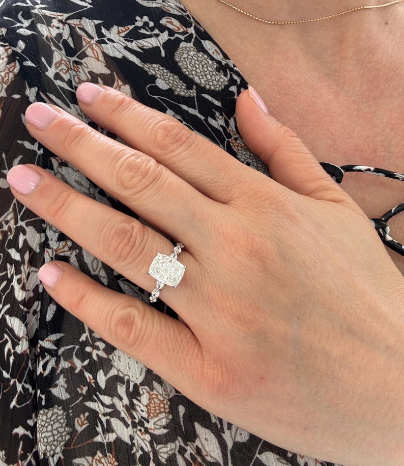 NEW Elongated Cushion Cut 4.10 Carat IGI Certified E Color VVS2 Clarity ...