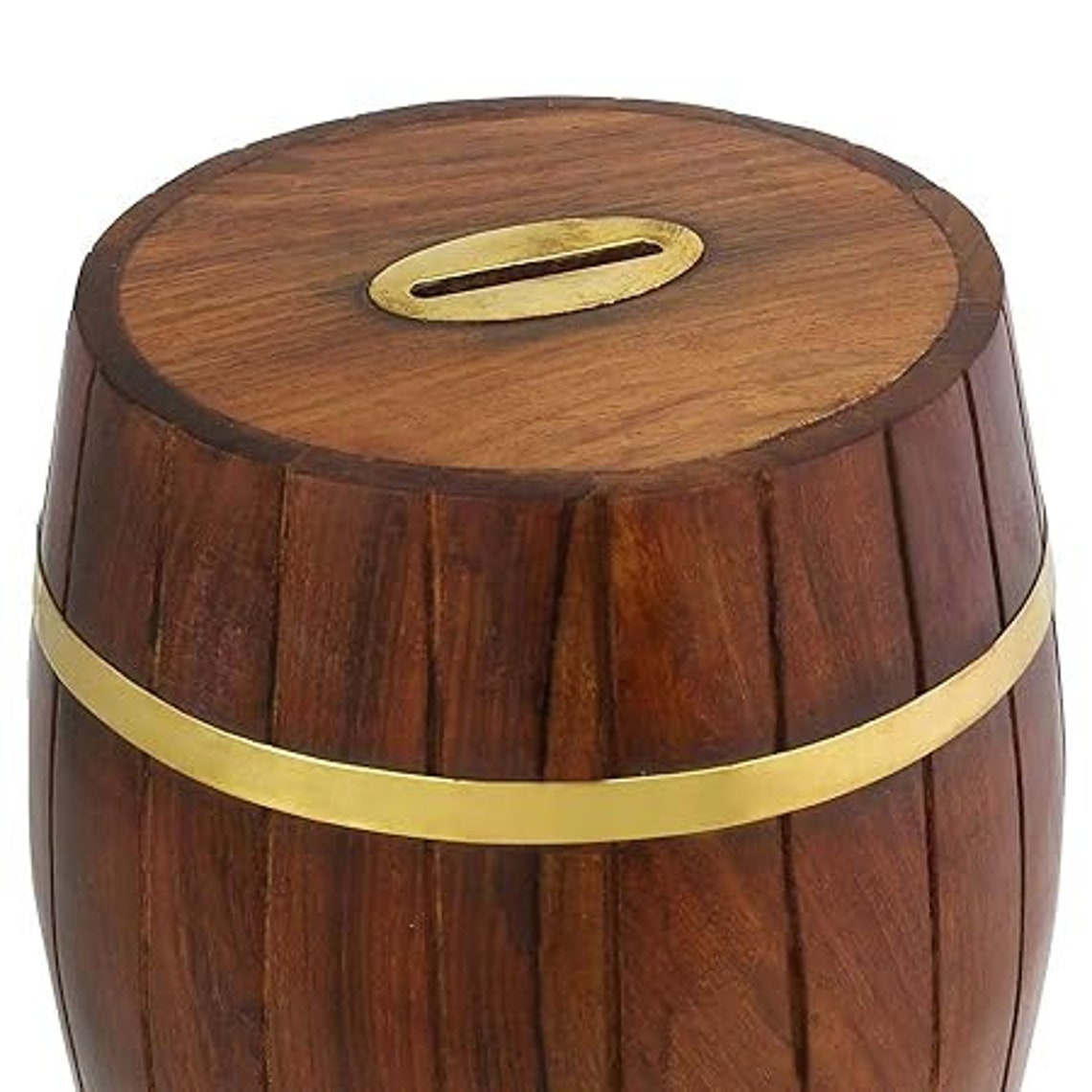 Wooden Money Bank Wooden Indian Handmade Barrel Coin Box Piggy Bank ...