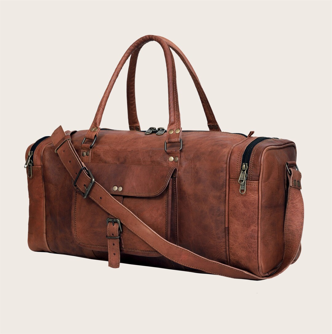 20 24 28 32 Inch Handmade Leather Duffel Bag Men Women Personalised
