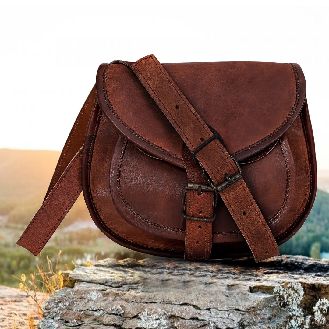 Leather Crossbody Women Vintage Style Genuine Brown Shoulder Bag ...