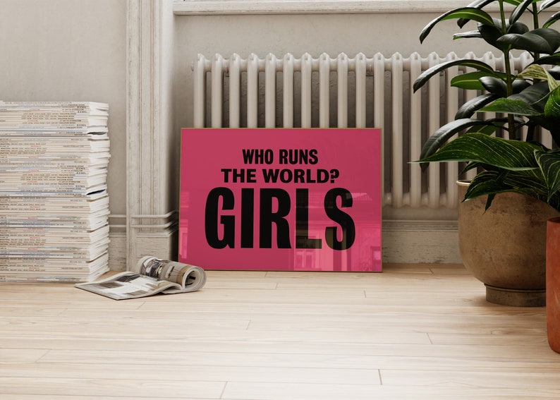 Who Runs the World GIRLS Beyonce Poster Typographic Poster Feminist ...