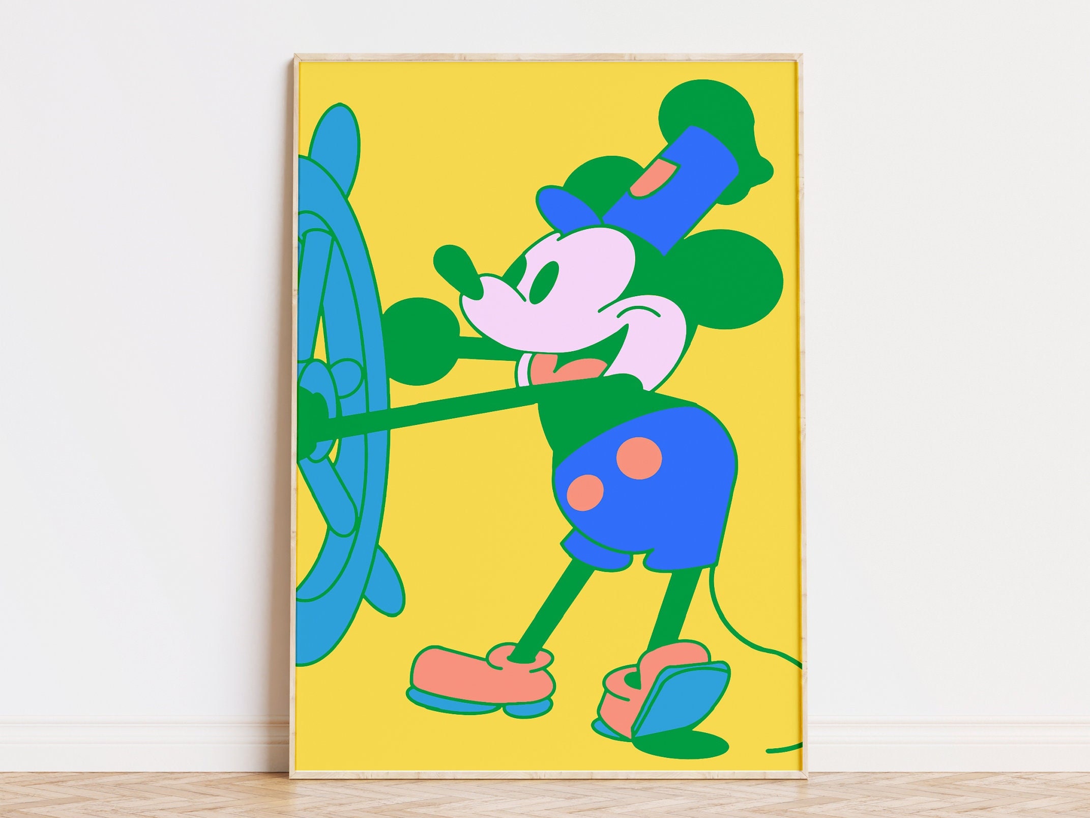 Classic Mickey Mouse | Colourful and Bright Art Print | Steamboat ...
