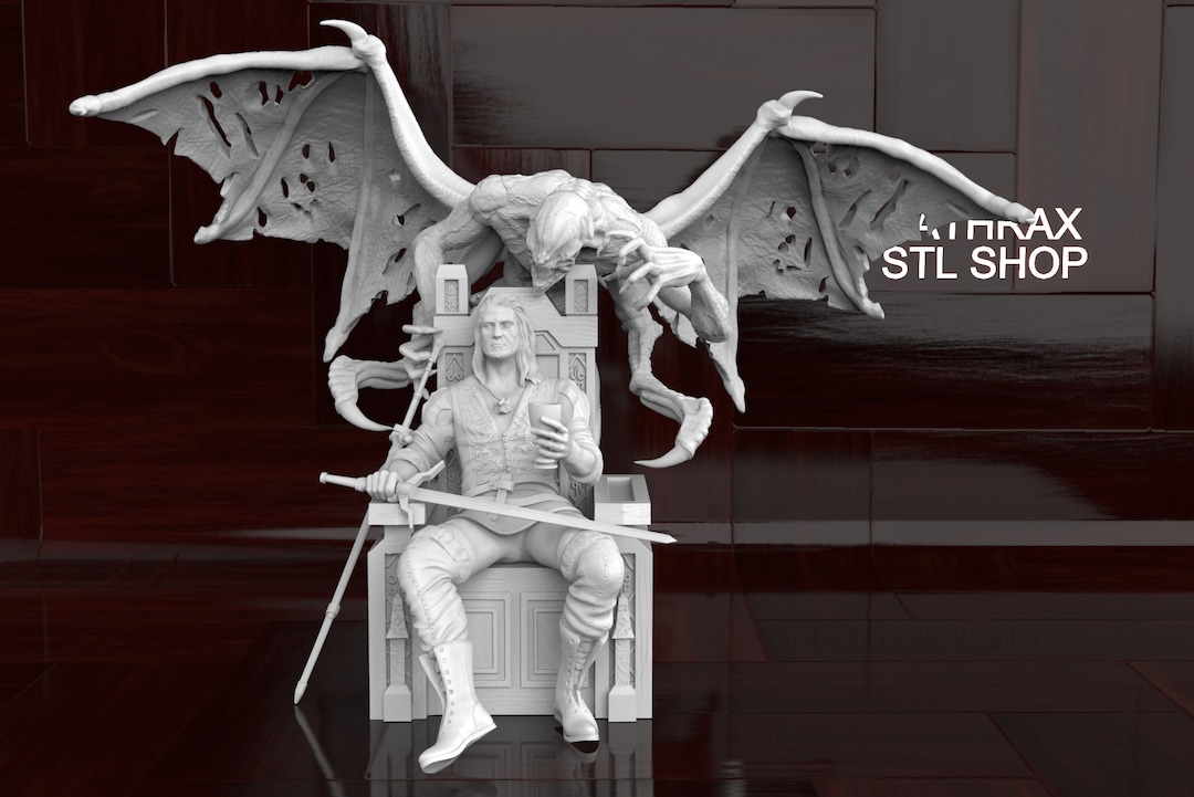 Witcher Geralt With Monster 3D Print STL File - Etsy Australia