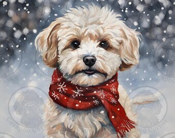 Black Cavapoo Christmas Pack of 10 Greeting Cards With Standard ...