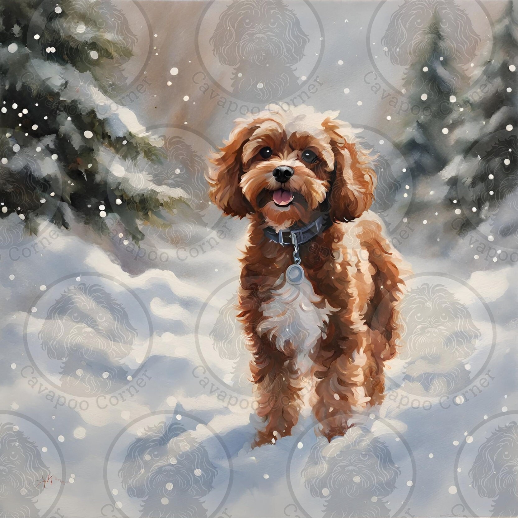 Ruby Cavapoo in the Snow Pack of 10 Greeting Cards With Standard ...