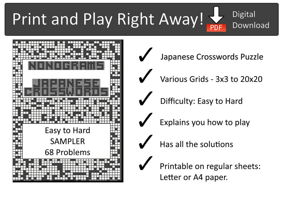 SAMPLER Nonogram Puzzle Game, Japanese Crosswords, All Levels, 68 ...