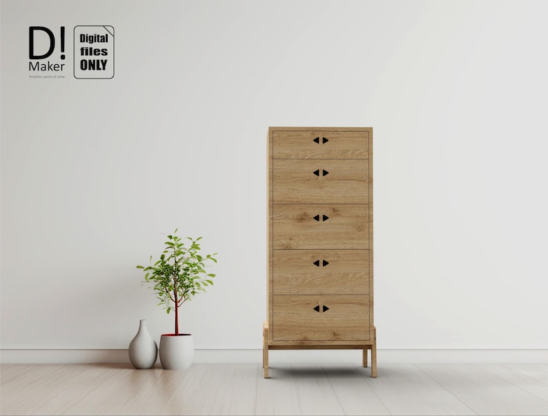 How Tall, Narrow, Five-drawer Unit. Digital File for Cutting and ...