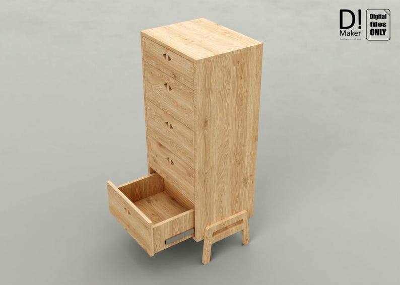 How Tall, Narrow, Five-drawer Unit. Digital File for Cutting and ...